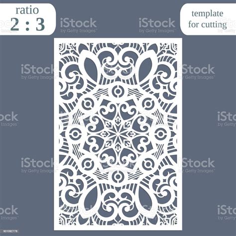 레이저 컷된 웨딩 카드 템플릿 종이 비쳐 인사말 카드 절단 레이스 초대 Lasercut 금속 패널에 대 한 서식 파일 벡터