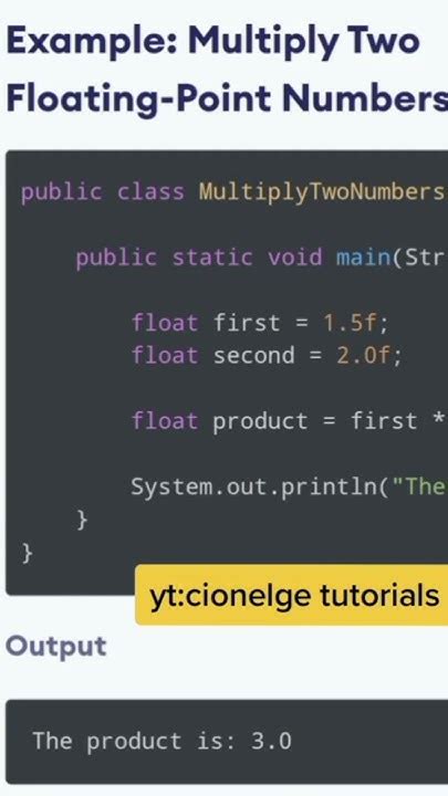 Java Program To Multiply Two Floating Point Numbers Shorts Java