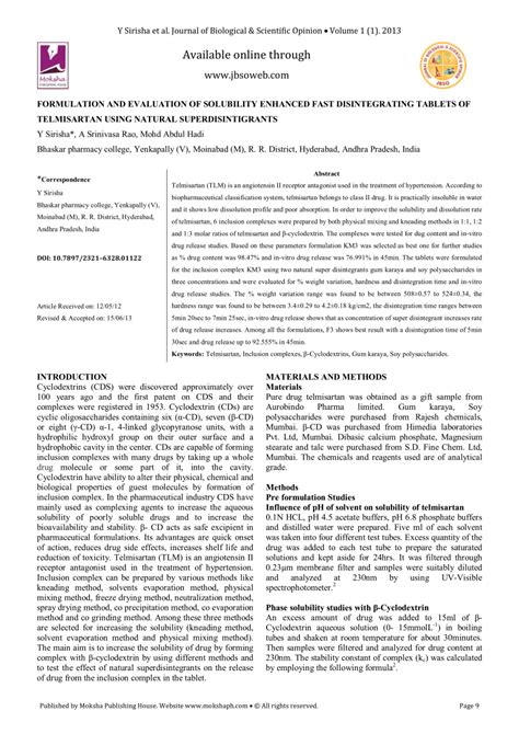 Pdf Formulation And Evaluation Of Solubility Enhanced Fast Disintegrating Tablets Of
