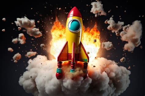 Rocket Spaceship Soaring Through The Vastness Of Outer Space In A