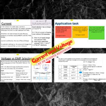 Current And Voltage A Level Physics By HB Science Resources TPT