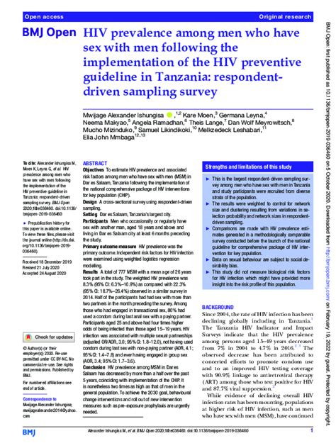 Pdf Hiv Prevalence Among Men Who Have Sex With Men Following The Implementation Of The Hiv