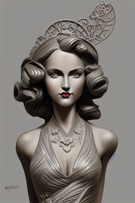 Art Deco Girl Sculpture City Concept Art By Mark Brooks · Creative Fabrica