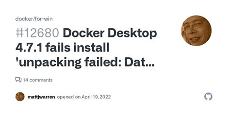 Docker Desktop 471 Fails Install Unpacking Failed Data Error