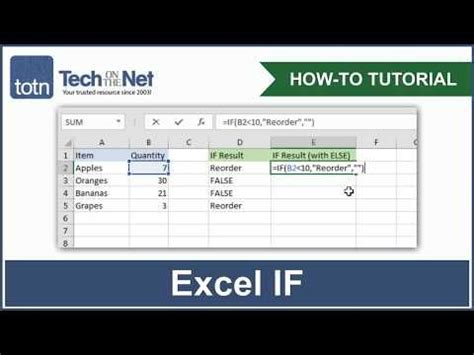 This Excel Tutorial Explains How To Use The Excel IF Function With Syntax And Examples The