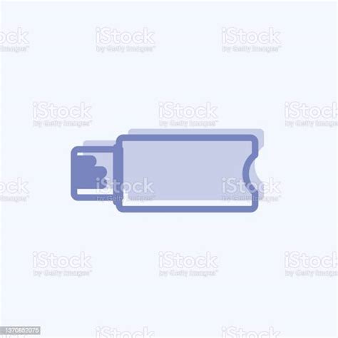 부드러운 파란색 배경에 고립 된 트렌디 한 투 톤 스타일의 플래시 드라이브 아이콘 0명에 대한 스톡 벡터 아트 및 기타 이미지 0명 Usb 메모리 Usb 케이블