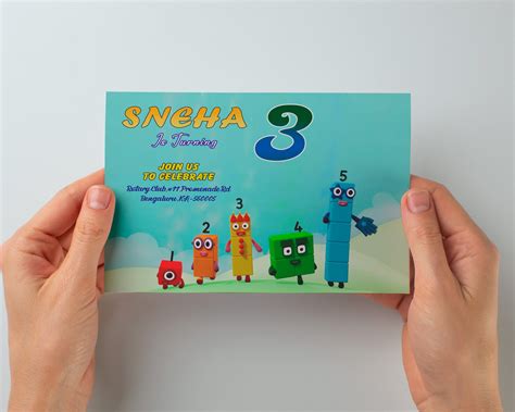 Number Blocks Theme Customized Invite Birthday Party Decoration