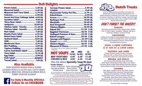 Menu At Holland Farms Bakery And Deli Yorkville