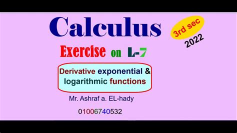 Calculus 3rd Secondary Egypt 2022 More Exercise On Derivative