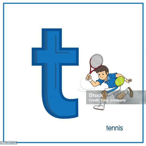 어린이 학습 연습 Abc에 대한 알파벳 문자 T 소문자와 테니스의 벡터 일러스트 경기 스포츠에 대한 스톡 벡터 아트 및 기타 이미지 경기 스포츠 로고