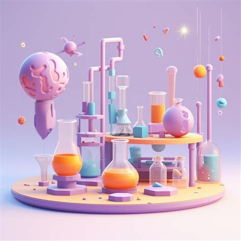 Premium Ai Image Cartoon Science Experiment Kits 3d