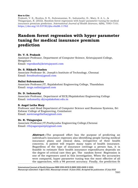 pdf random forest regression with hyper parameter tuning for medical