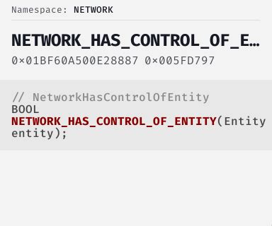 NetworkHasControlOfEntity FiveM Natives Cfx Re Docs