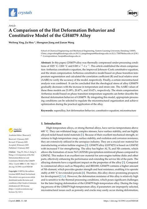 Pdf A Comparison Of The Hot Deformation Behavior And Constitutive Model Of The Gh4079 Alloy