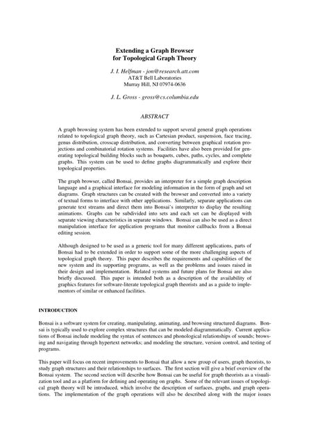 Pdf Extending A Graph Browser For Topological Graph Theory Pdf Extending A Graph Browser For Topological Graph Theory