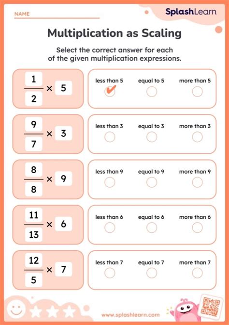 Understand Multiplication As Scaling And Tick The Correct Answer