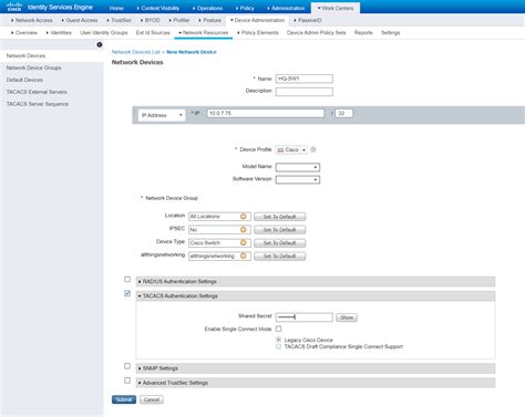 ise tacacs configuration allthingsnetworking