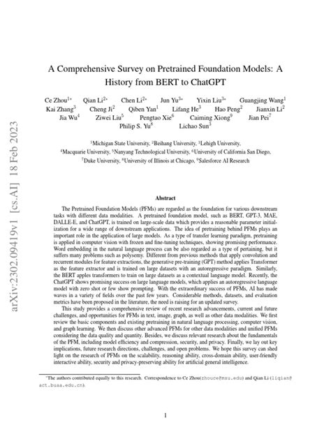 A Comprehensive Survey On Pretrained Foundation Models Pdf Computing Systems Science