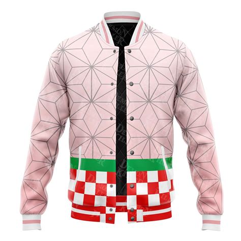 nezuko kamado pattern demon slayer varsity jacket demonkiller