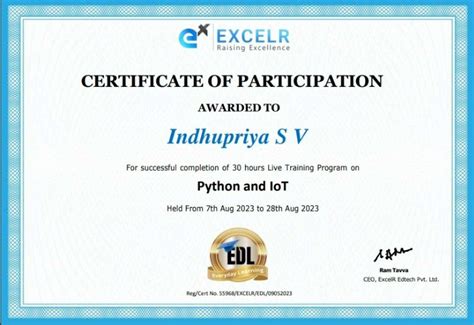 Indhupriya S V On Linkedin Python Iot Training Excelr