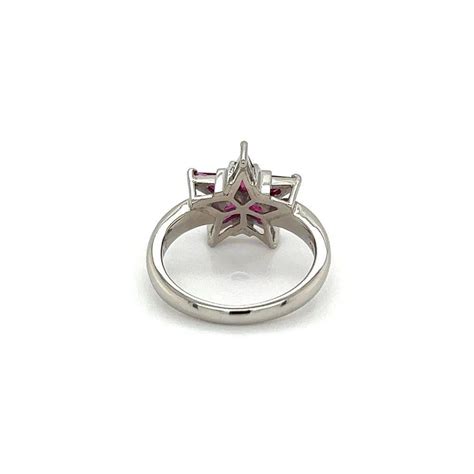 Vintage Star Pattern Custom Calibre Ruby Striking Gold Ring For Sale At