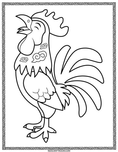 Rooster Coloring Pages Chinese New Year 2025