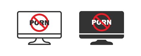 Premium Vector No Porn Icon On Computer Desktop Screen Porn Forbidden Icon