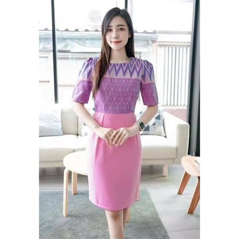 มีหลายแบบ เดรสผ้าไทย ชุดไทยทำงาน ชุดไทยประยุกต์ ชุดทำงาน เดรสผ้าไหม เดรสทำงาน Shopee Thailand