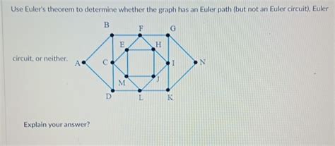 Solved Use Eulers Theorem To Determine Whether The Graph