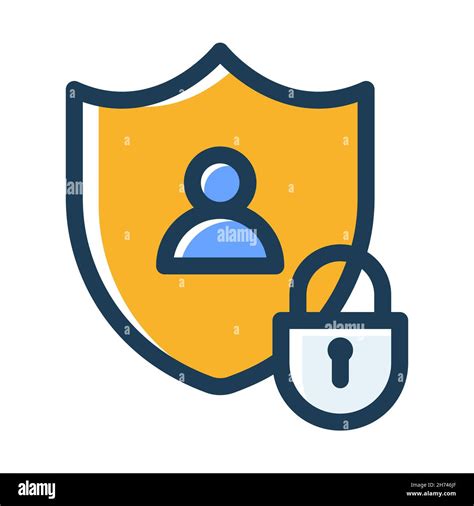 Privacy Lock Security Shield Single Isolated Icon With Dash Or Dashed