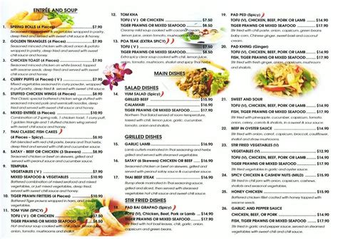 Menu At Thai Classic Restaurant Gladstone Central