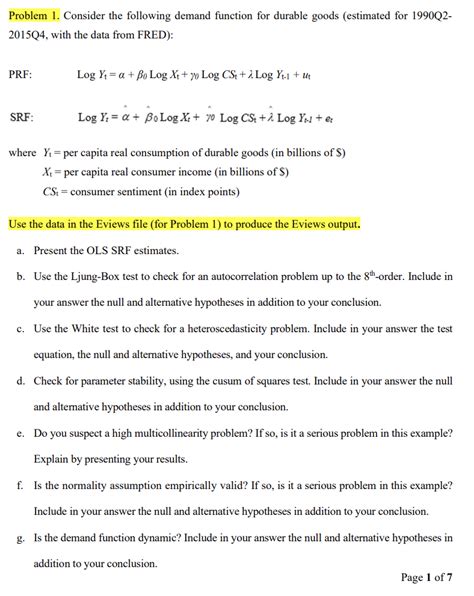 Solved Problem Consider The Following Demand Function Chegg