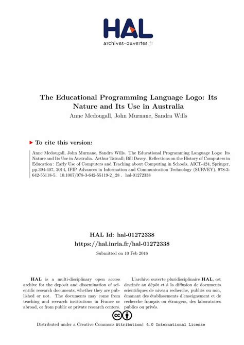 Pdf The Educational Programming Language Logo Its Nature And