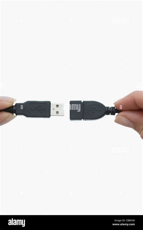 Close Up Of Woman Using USB Cord Stock Photo Alamy