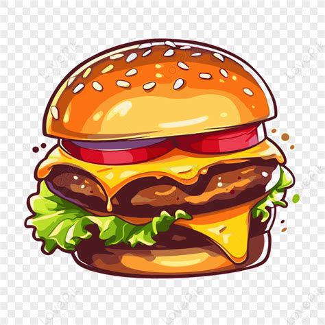 흰색 배경 만화에 드로잉 벡터 및 수채화의 햄버거 클립 아트 햄버거 그림구운 식품접시 Png 일러스트 무료 다운로드