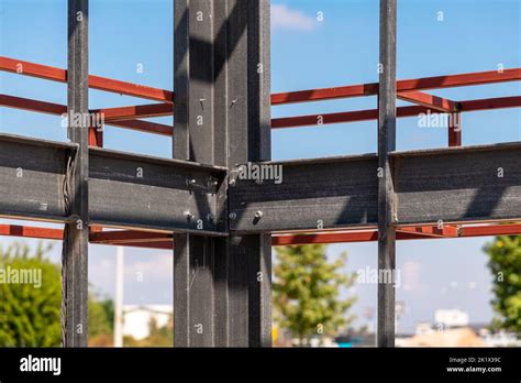 Structural Steel Beam Connections Metal Column Supporting The Roof