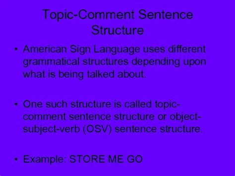 ASL Sentence Structure The Basics Lesson Four Unit