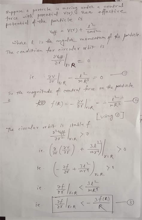 A Particle Describes A Circular Orbit Under The Influence Of An