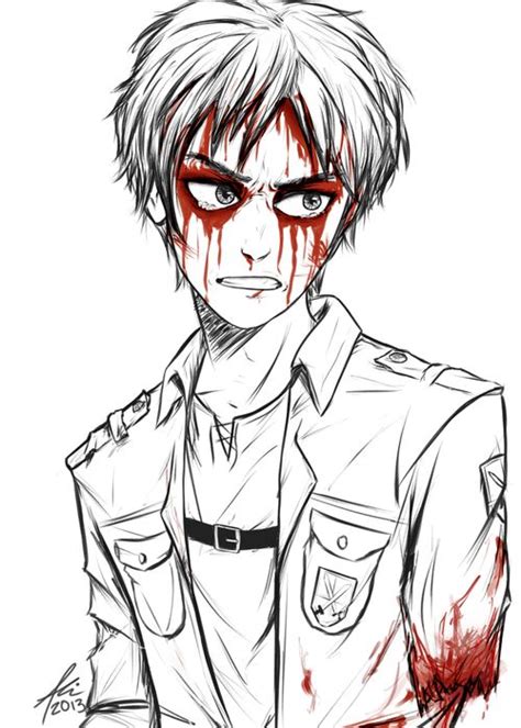 Рисунки аниме карандашом атака титанов