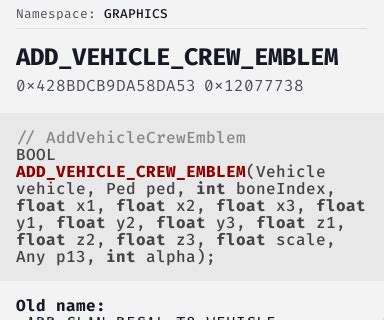 AddVehicleCrewEmblem FiveM Natives Cfx Re Docs