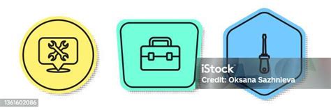 렌치 툴박스 및 드라이버로 라인 위치를 설정합니다 컬러 셰이프입니다 벡터 강철에 대한 스톡 벡터 아트 및 기타 이미지 강철 건강관리와 의술 건설 산업 Istock