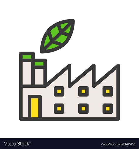 Green Factory Filled Flat Icon Of Clean Energy Vector Image