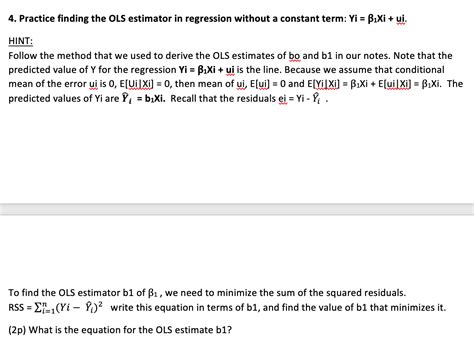 Solved 4 Practice Finding The Ols Estimator In Regression