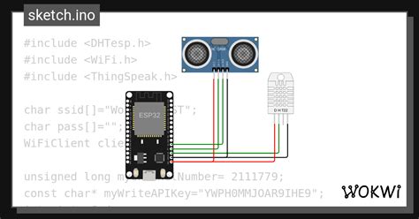 Ultra And Dht22 Thingspeak Wokwi Esp32 Stm32 Arduino Simulator