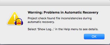 Unexpected Crashing And Project Recovery MacOS Audacity Forum