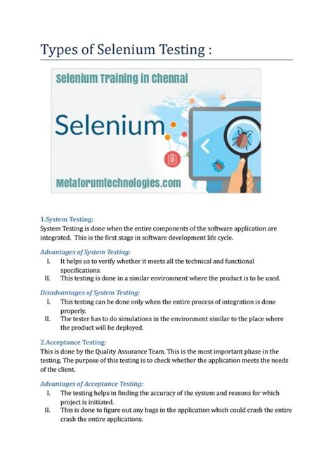 Types Of Selenium Testing System Testing Selenium Test
