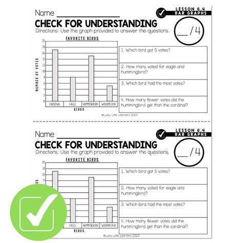 Lucky To Learn Math Lesson 64 Read And Create Bar Graphs Check For Understanding Lucky