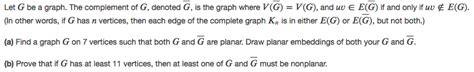 solved let g be a graph the complement of g denoted g is