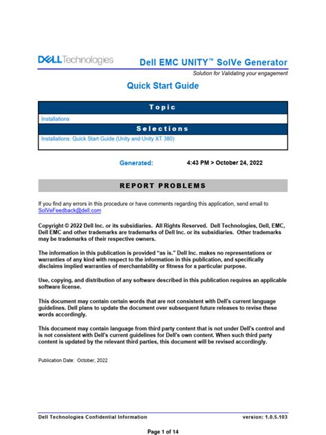 Dell Emc Unity Installations Installations Quick Start Guide Unity