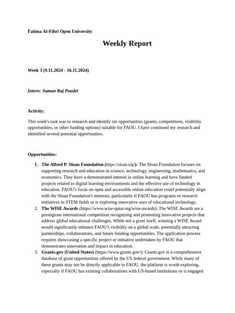 Weekly Report 3 Pdf Science Technology Engineering And Mathematics